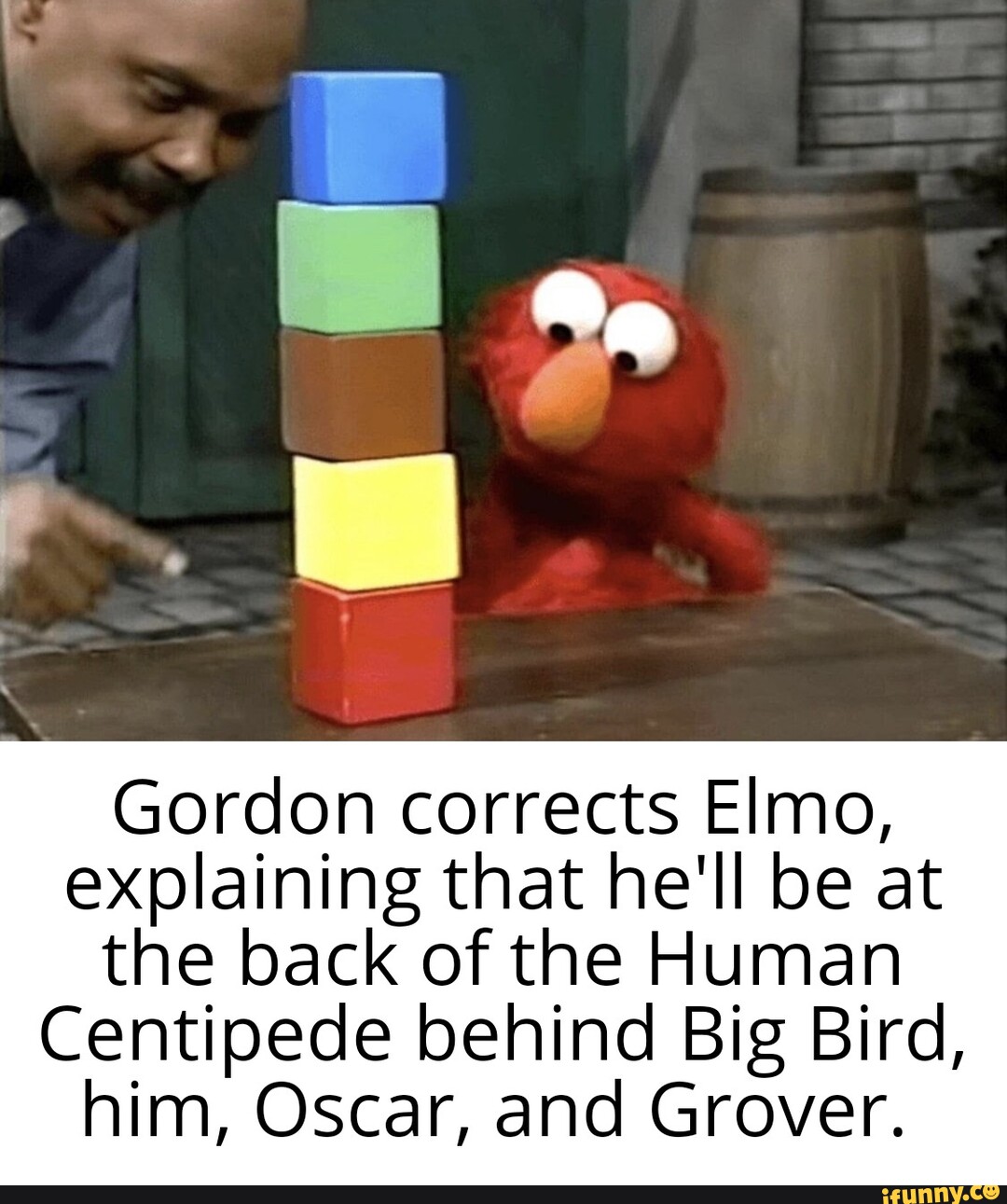 SS Gordon corrects Elmo, explaining that he'll be at the back of the ...