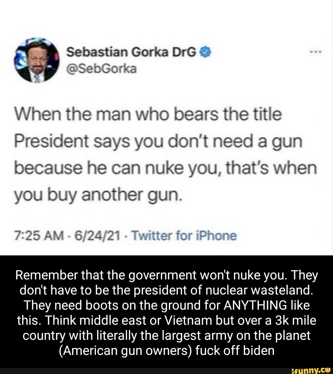 Sebastian Gorka When the man who bears the title President says you don ...