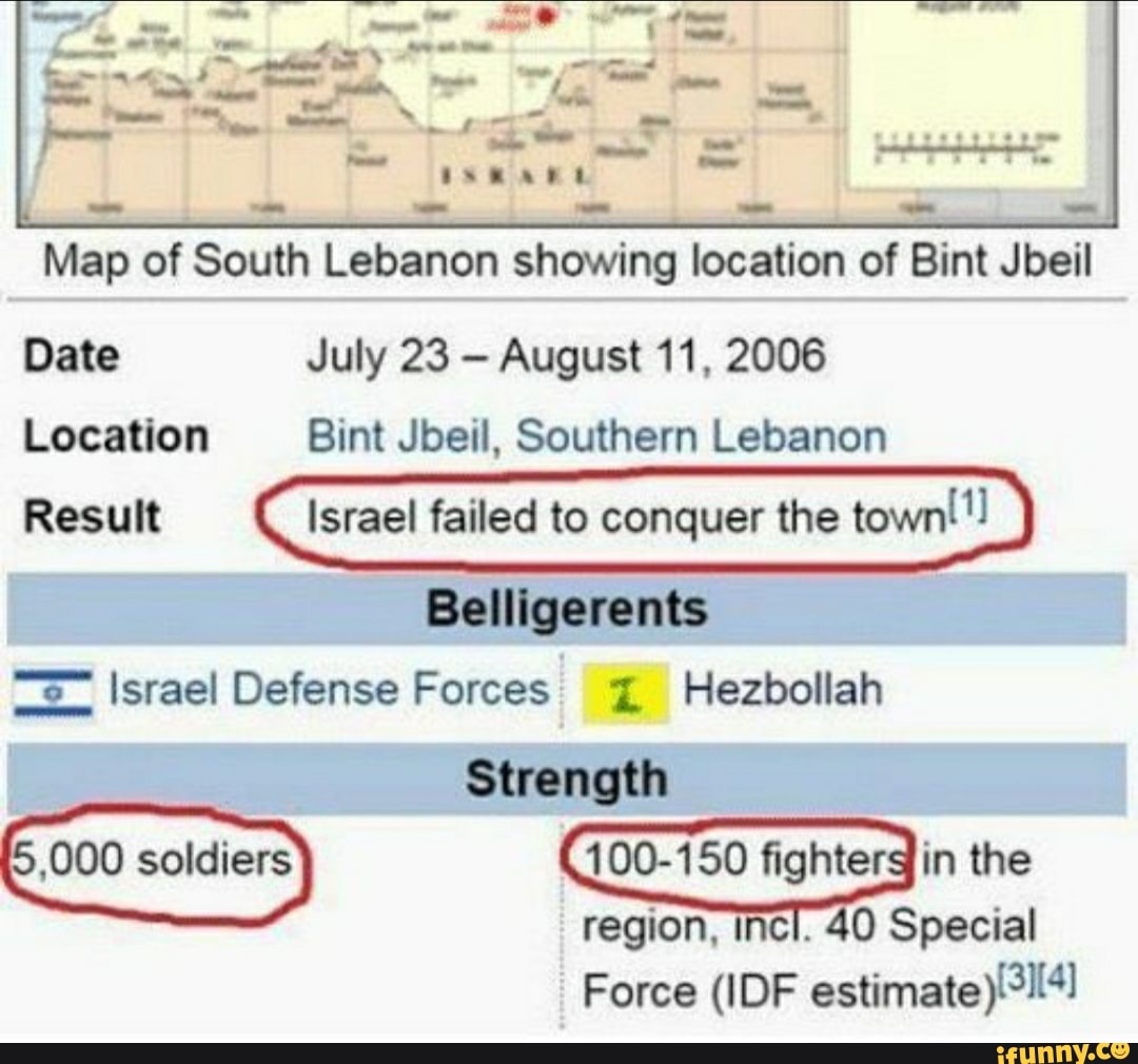 I Map of South Lebanon showing location of Bint Jbeil Date July 23 ...