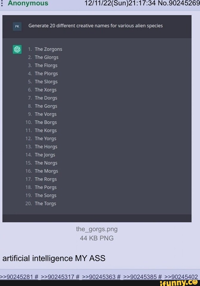 : Anonymous px Generate 20 different creative names for various alien ...