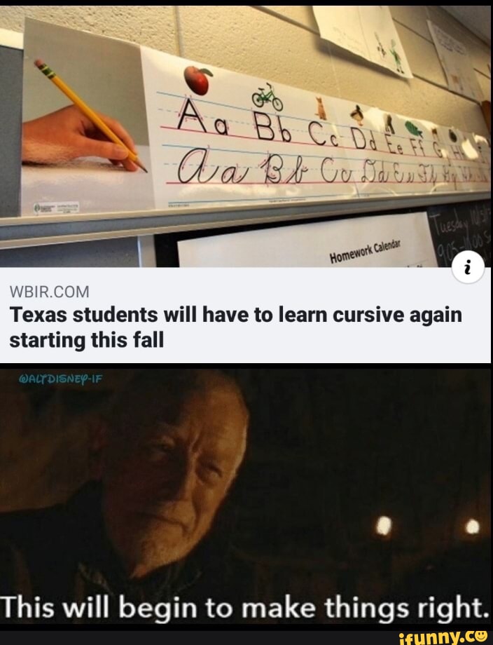 Wac Bi( Cu! OM Texas students will have to learn cursive again starting ...