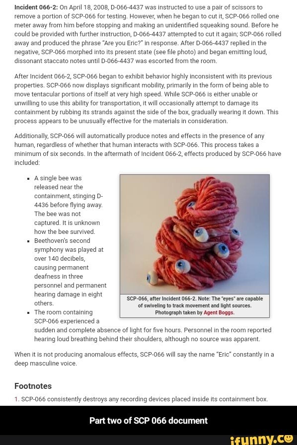 Part two of SCP 066 document - iFunny