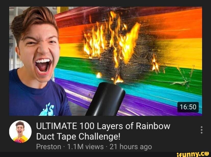 ULTIMATE 100 Layers of Rainbow Duct Tape Challenge! Preston 21 hours ...