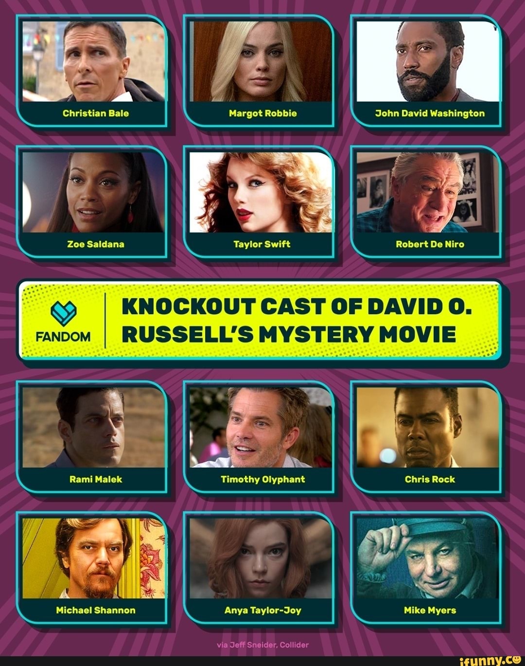 Christian Bale John Washington Margot Robbia Zoe Saldana Taylor Swift ...