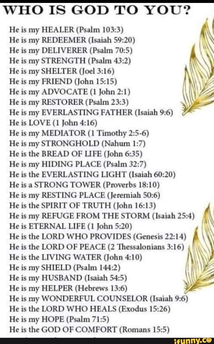 WHO IS GOD TO YOU? He is my HEALER (Psalm He is my REDEEMER (Isaiah He ...
