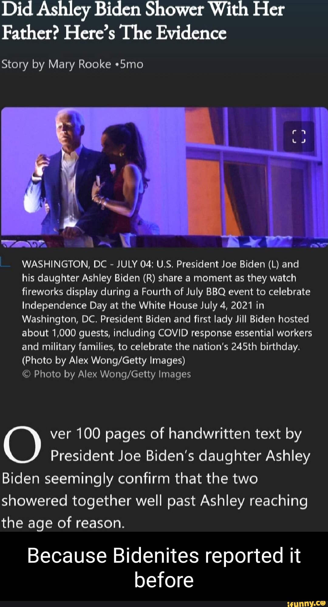 Did Ashley Biden Shower With Her Father? Here's The Evidence Story by ...