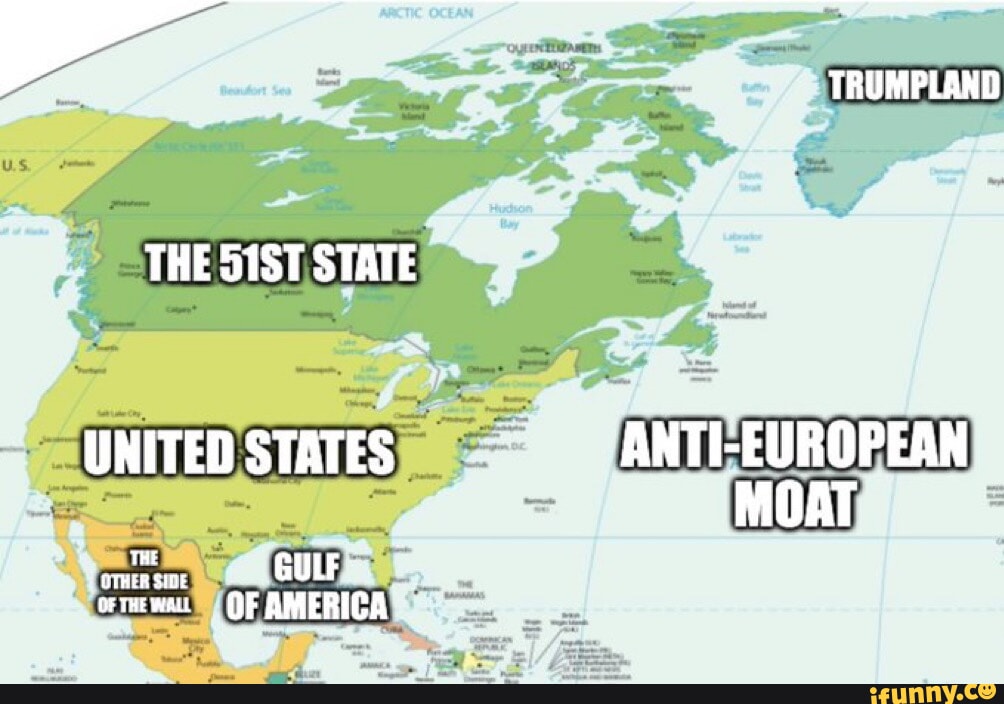 TRUMPLAND THE 51ST STATE. UNITED STATES ANTI-EUROPEAN MOAT OTHER SIDE ...