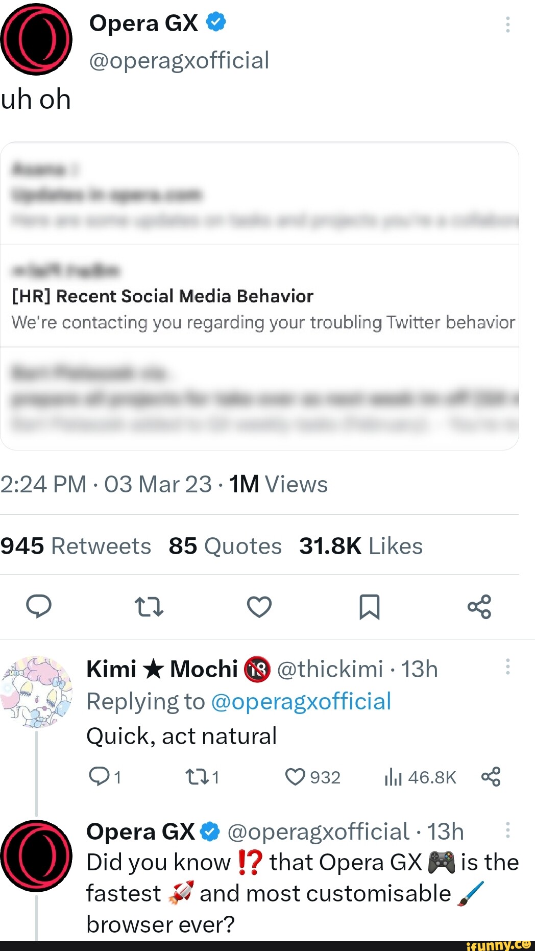 Opera GX @ @operagxofficial uh oh o- oe [HR] Recent Social Media ...