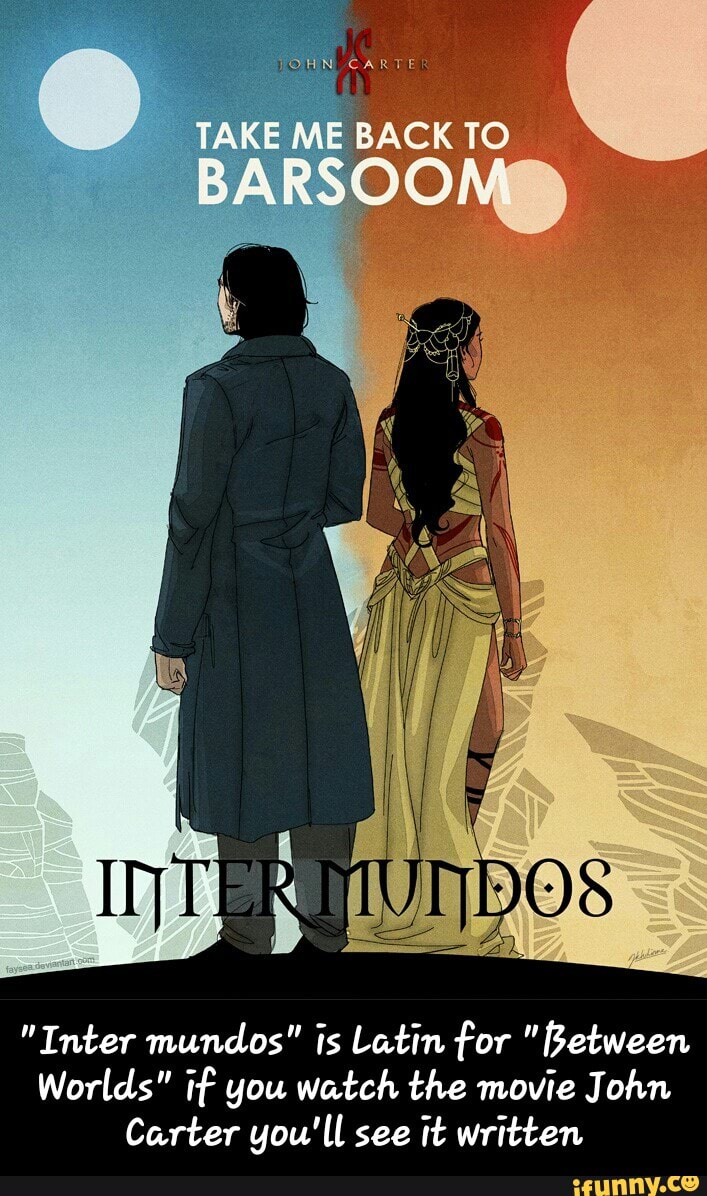 "Inter mundos" is Latin for "Between Worlds " if you watch the movie ...