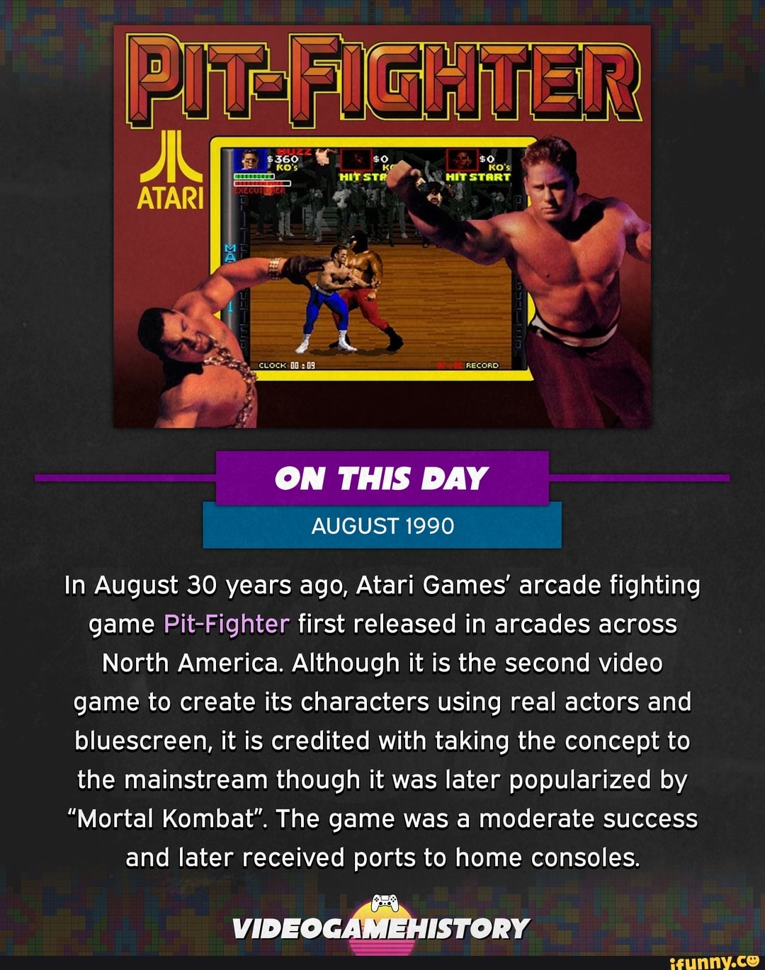 ON THIS DAY In August 30 years ago, Atari Games' arcade fighting game ...