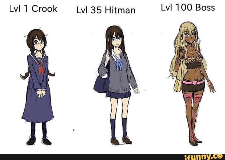 Lvl 1 Crook Lvl 35 Hitman Lvl 100 Boss - iFunny