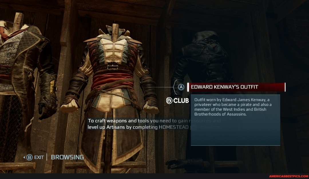 EDWARD KENWAY'S OUTFIT CLUB Sutfit worn by Edward James Kenway, cw ...