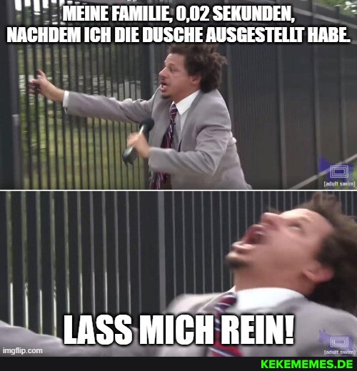 MEINE FAMILIE, 0,02 SEKUNDEN, NACHDEM ICH DIE DUSCHE AUSGESTELIT HABE ...