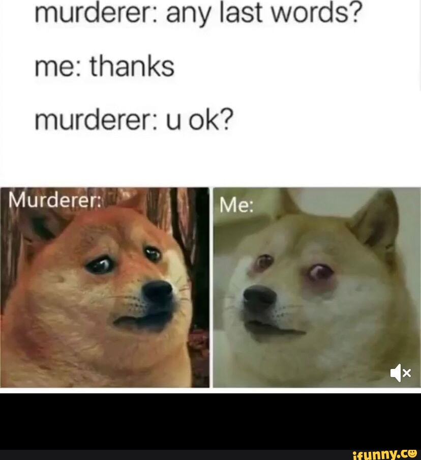 Murderer: any last words? me: thanks murderer: ok? Murderer: - iFunny