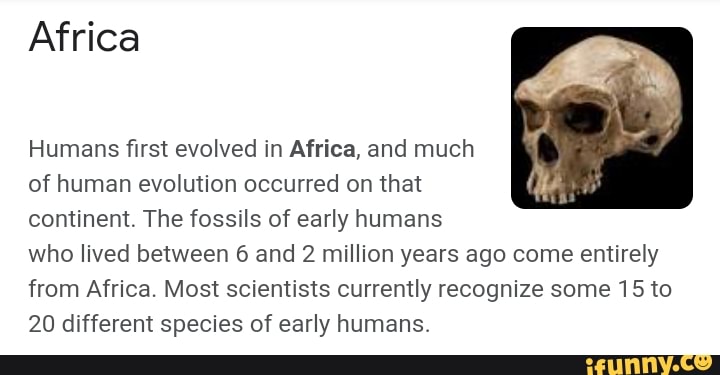 Africa Humans first evolved in Africa, and much of human evolution ...