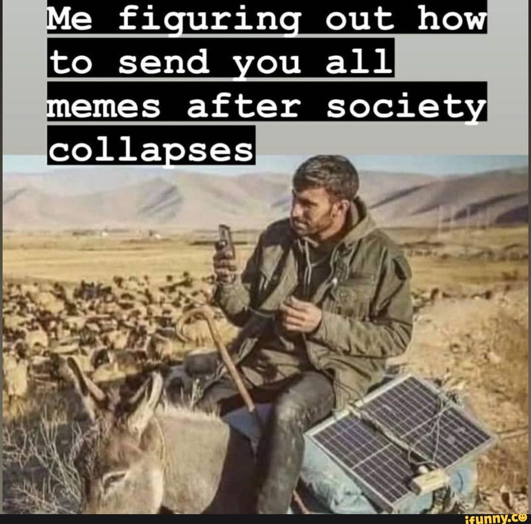 Me figuring out how to send you all memes after society collapses if RR ...