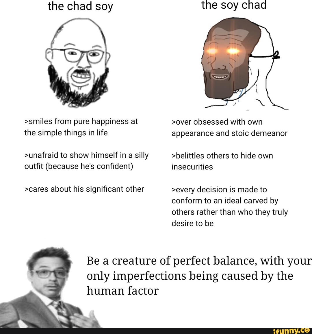 The chad soy the soy chad >smiles from pure happiness at >over obsessed ...