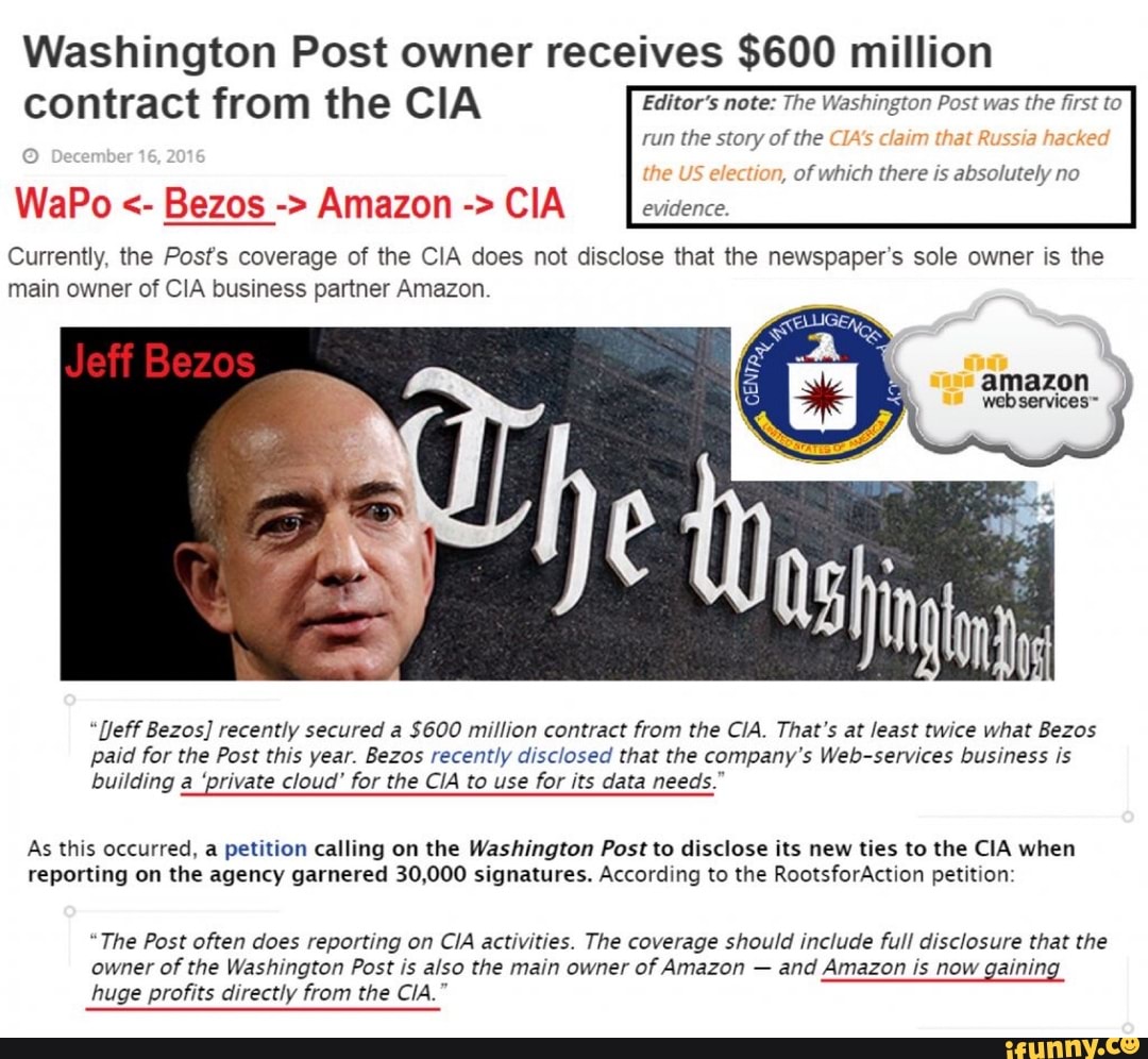 Washington Post owner receives $600 million contract from the CIA ...