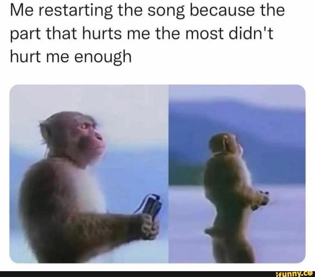 Me restarting the song because the part that hurts me the most didn't ...