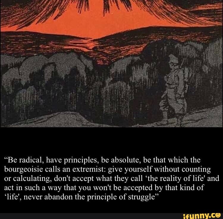 "Be radical, have principles, be absolute, be that which the ...