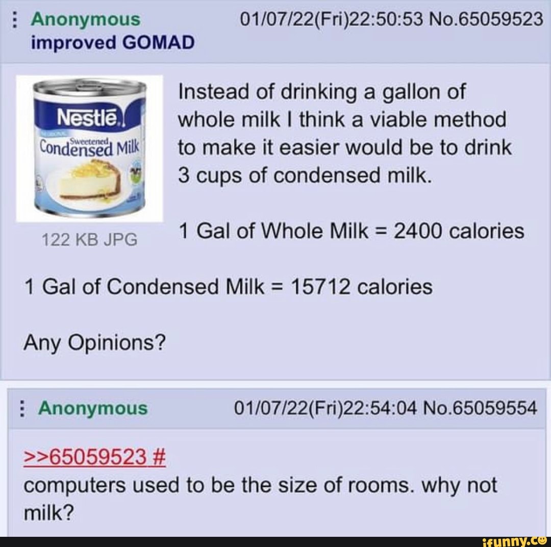 : Anonymous No.65059523 improved GOMAD Instead of drinking a gallon of ...
