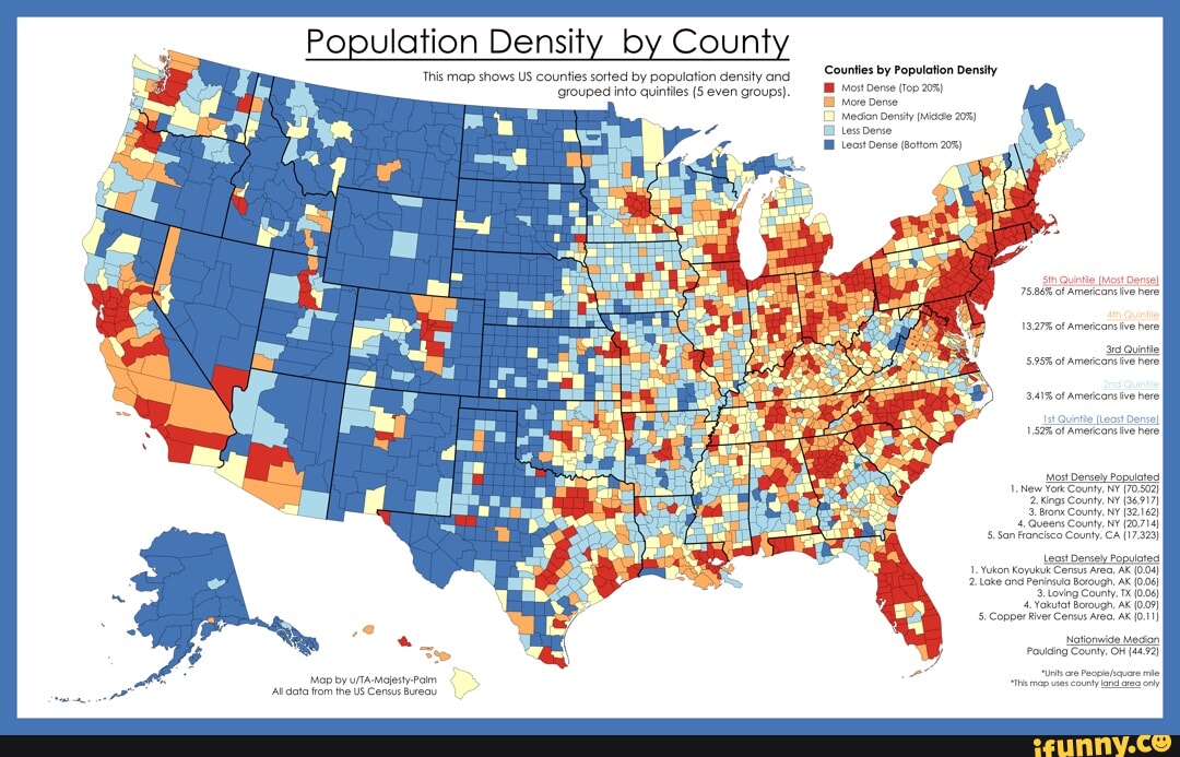 Population Density by County This map shows US counties sorted by ...