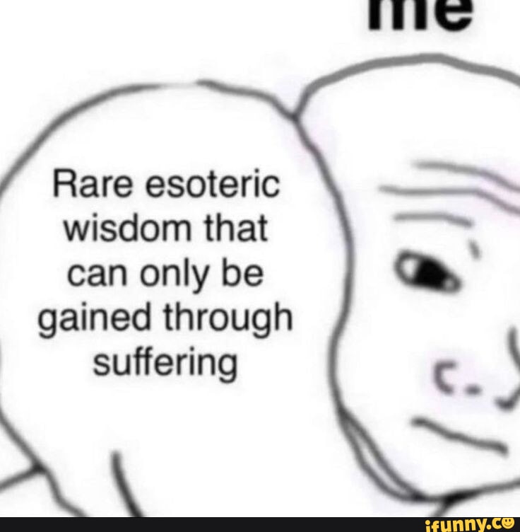 Rare esoteric wisdom that can only be gained through suffering - iFunny