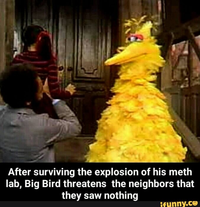 After surviving the explosion of his meth lab, Big Bird threatens the ...