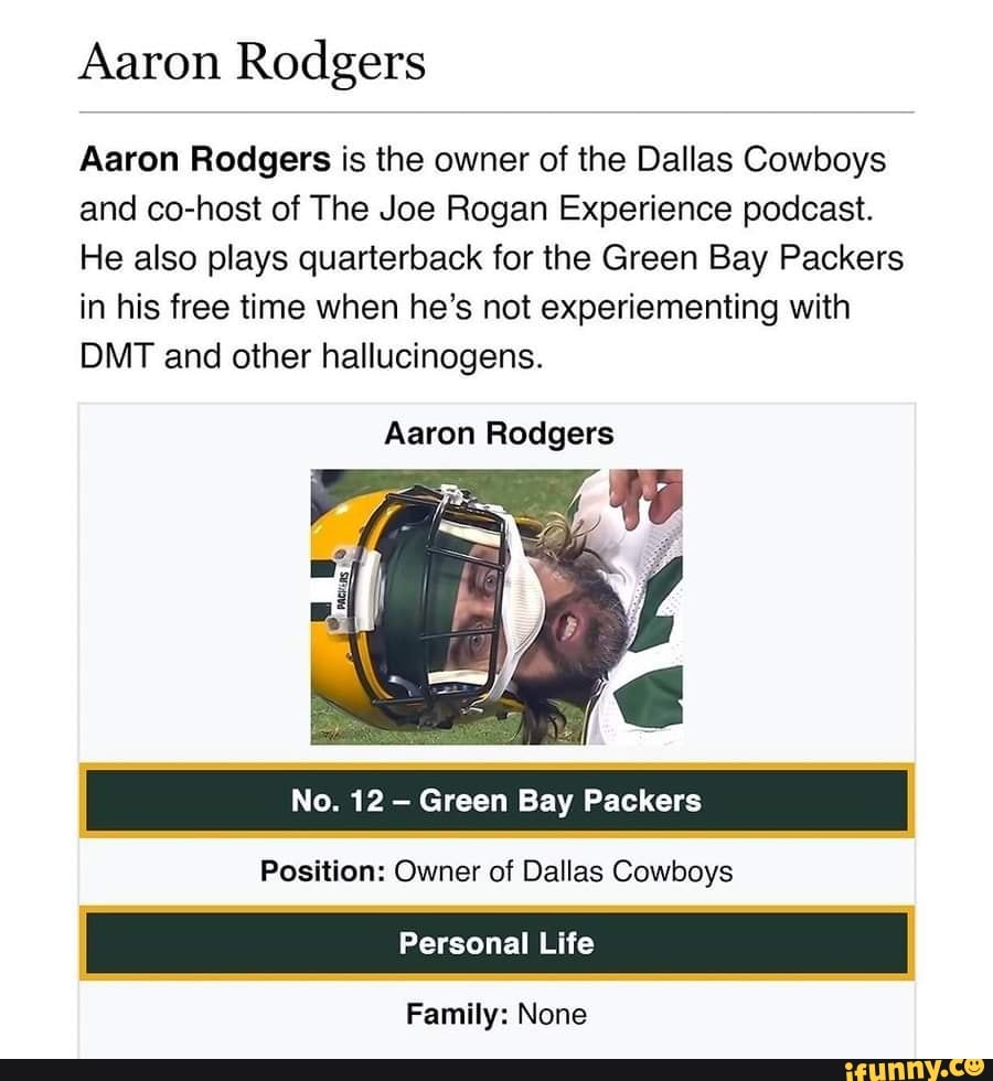 Aaron Rodgers Aaron Rodgers is the owner of the Dallas Cowboys and co ...