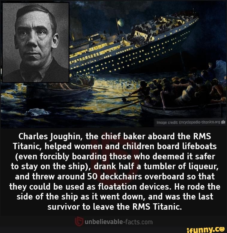 Charles Joughin, the chief baker aboard the RMS Titanic, helped women ...