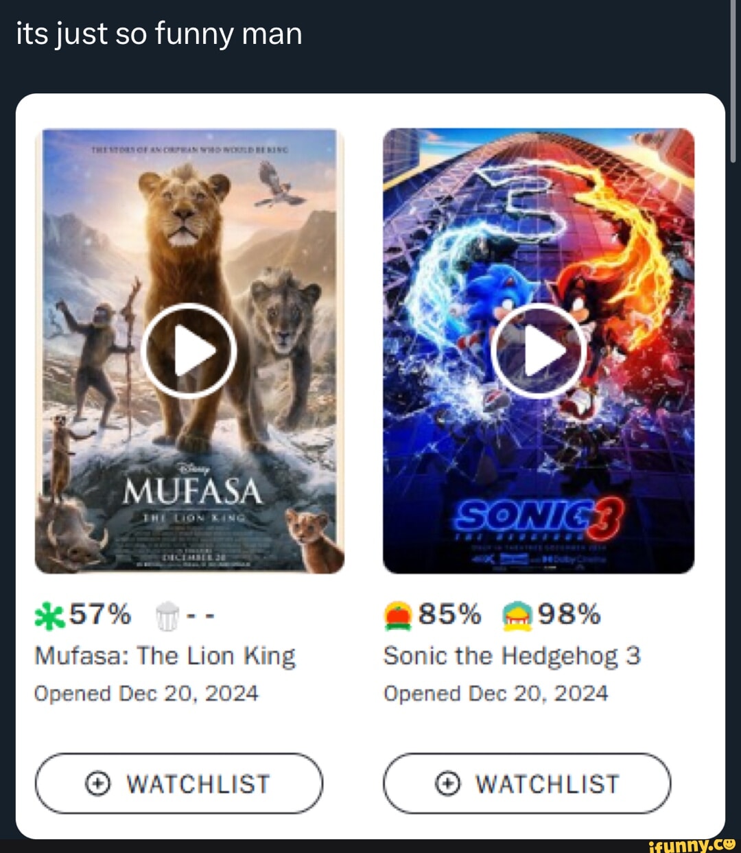 Its just so funny man MUPASA Mufasa: The Lion King Opened Dec 20, 2024 ...