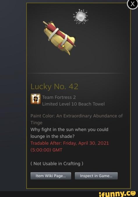 Craftable Or Not - Lucky No. 42 Team Fortress 2 Limited Level 10 Beach ...