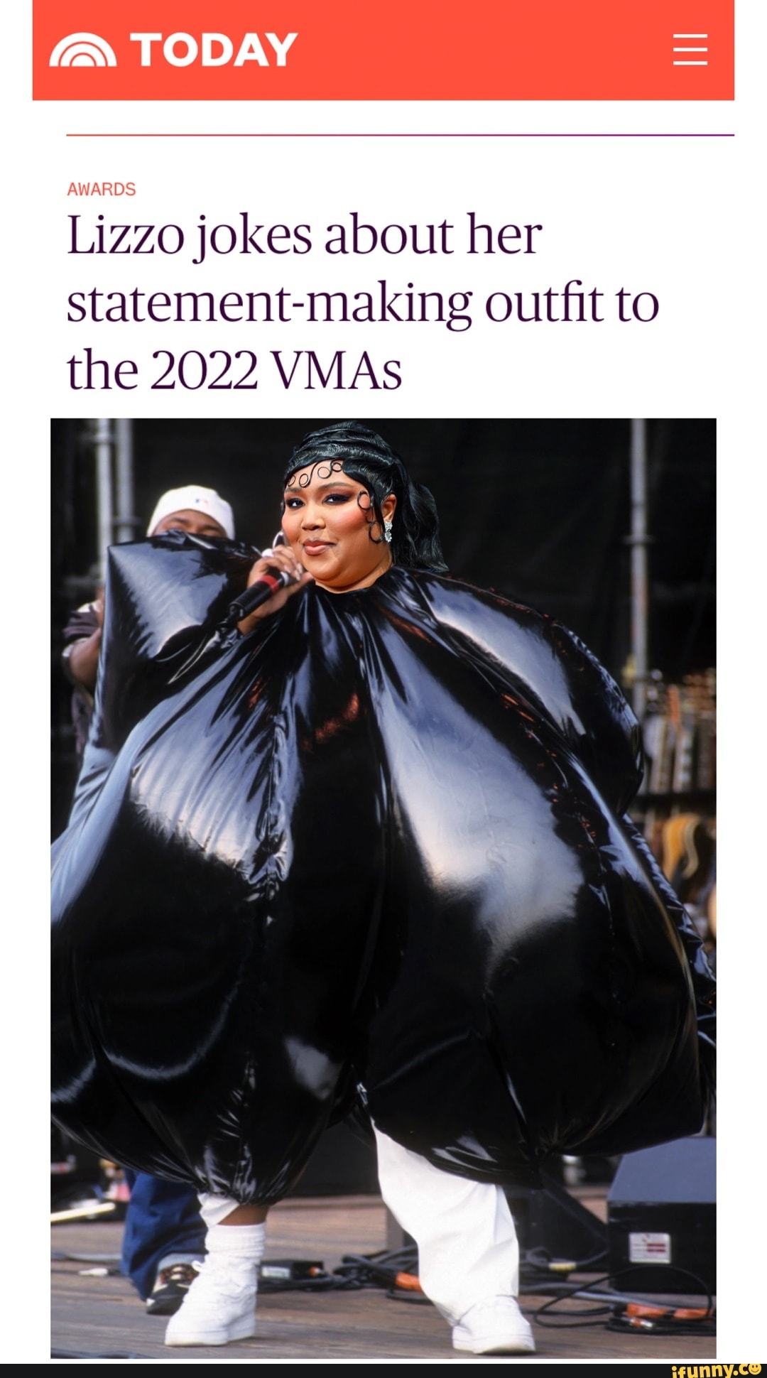 F\ TODAY AWARDS Lizzo jokes about her statement-making outfit to the ...