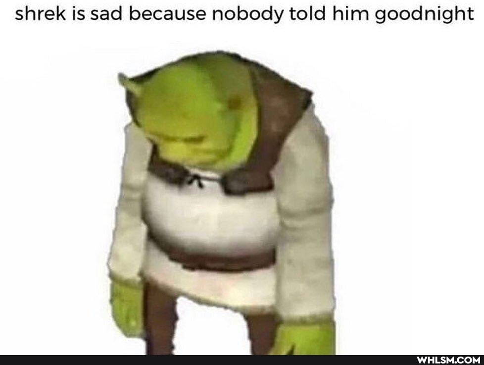 Shrek is sad because nobody told him goodnight - WHLSM