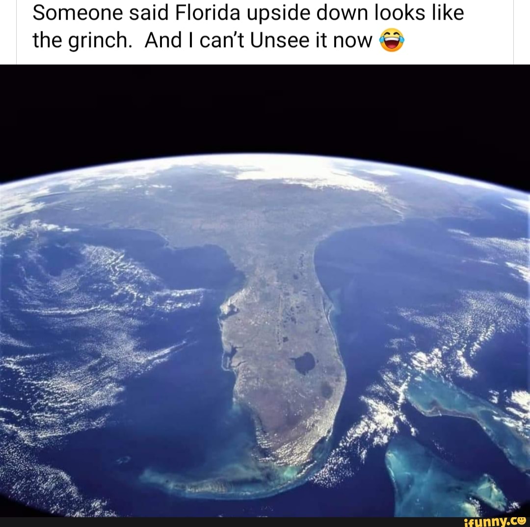 Someone said Florida upside down looks like An the grinch. And I can't ...