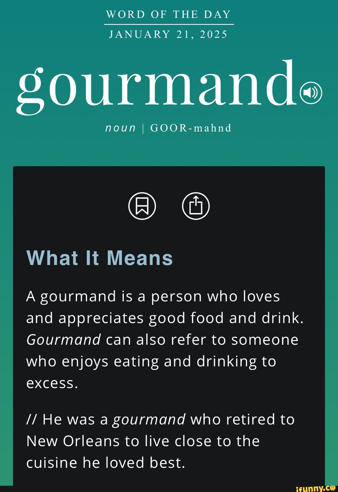 WORD OF THE DAY JANUARY 21, 2025 sourmande noun I GOOR-mahnd What It ...