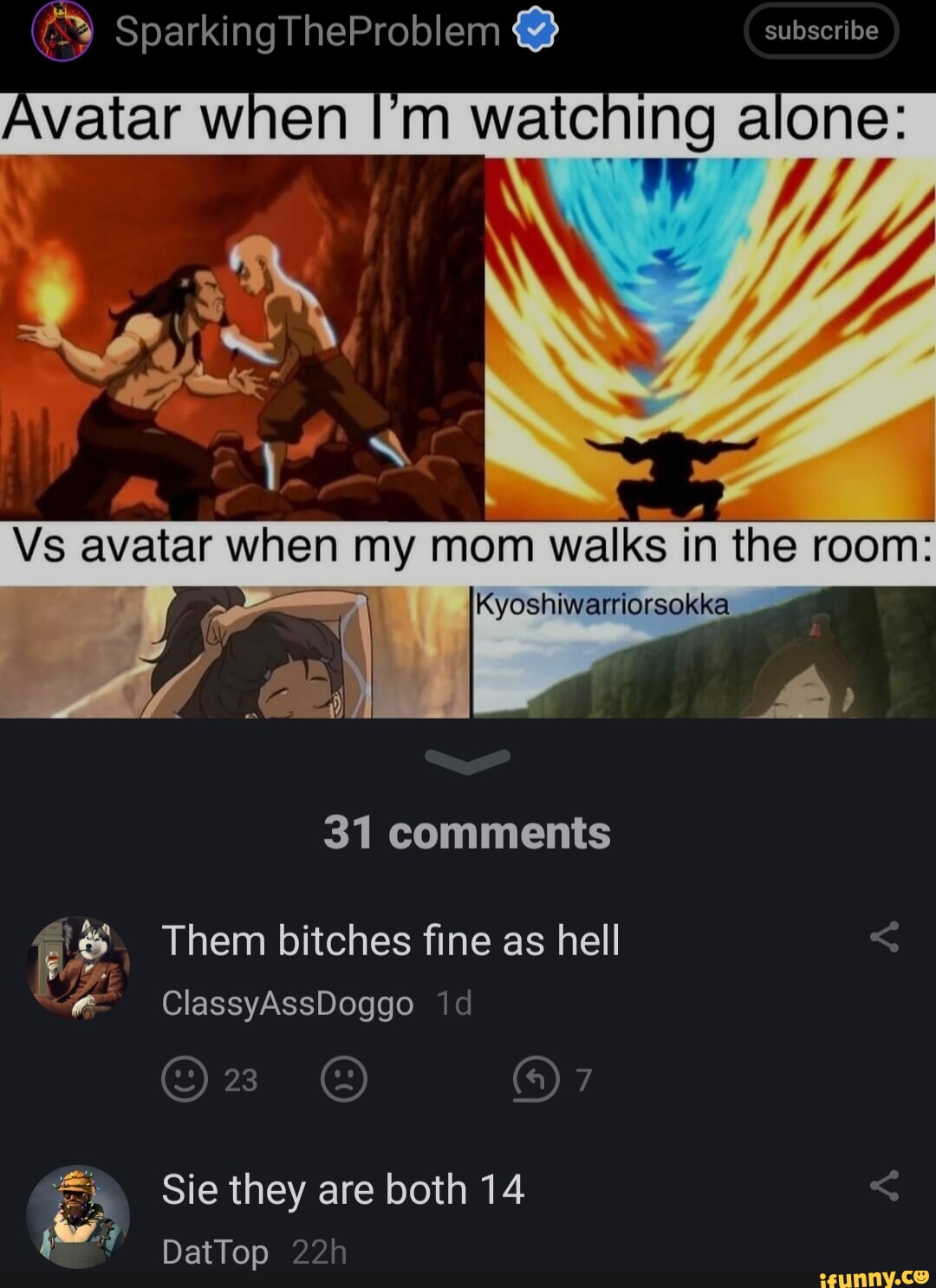 SparkingTheProblem subscribe Avatar when watching alone: Vs avatar when ...