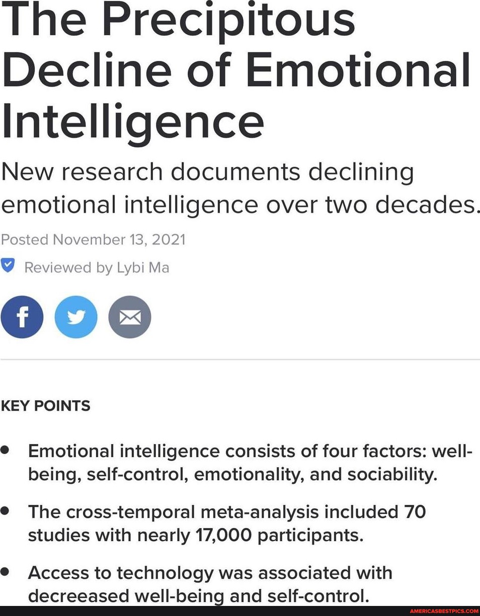 The Precipitous Decline of Emotional Intelligence New research ...