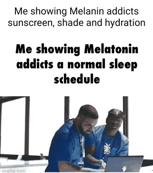 Me showing Melanin addicts sunscreen, shade and hydration Me showing ...