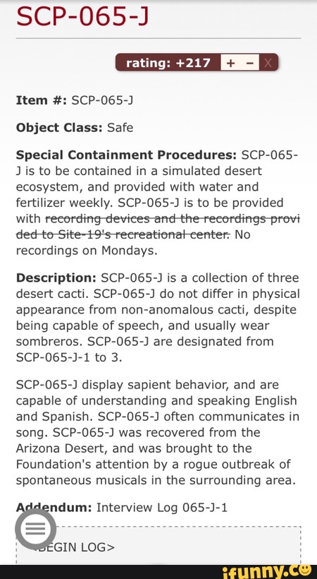 SCP-065-J Special Containment Procedures: SCP-OSS- J is to be contained ...