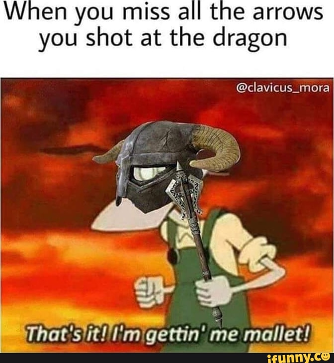 When you miss all the arrows you shot at the dragon @clavicus_mora me ...