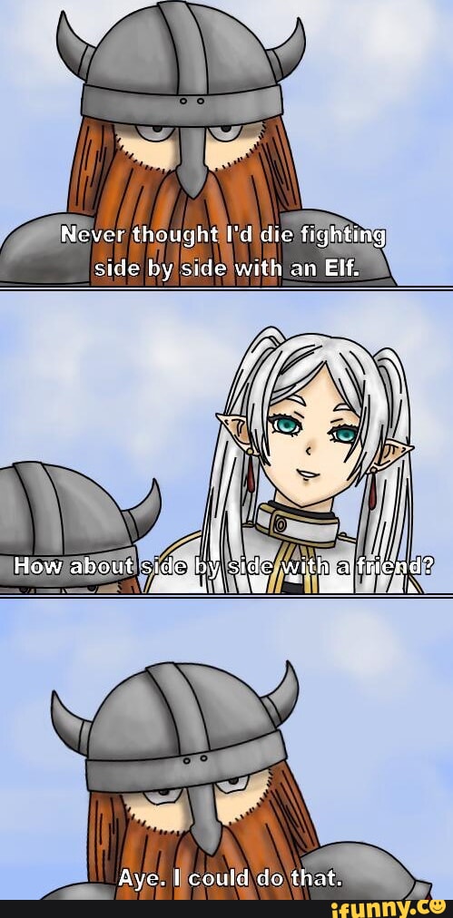 Never thought I'd dte fighting side by side with an Elf How about side ...