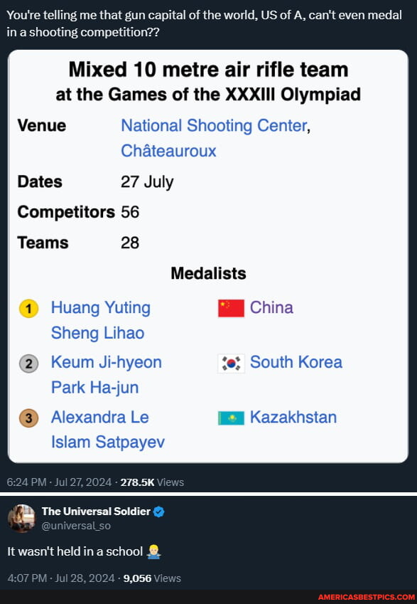 You're telling me that gun capital of the world, US of A, can't even ...