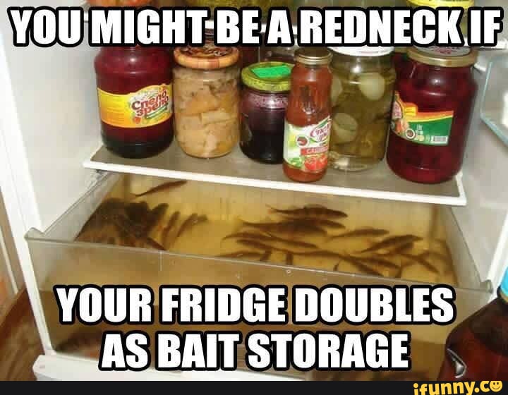 YOU MIGHT-BE-A-REDNECK IF. YOUR FRIDGE DOUBLES AS BAIT STORAGE - iFunny