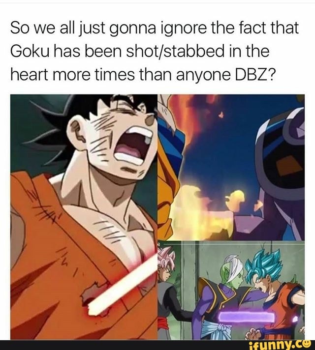 So we all just gonna ignore the fact that Goku has been shot/stabbed in ...