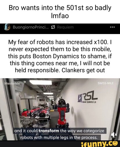 Bro wants into the 501st so badly Imfao My fear of robots has increased ...