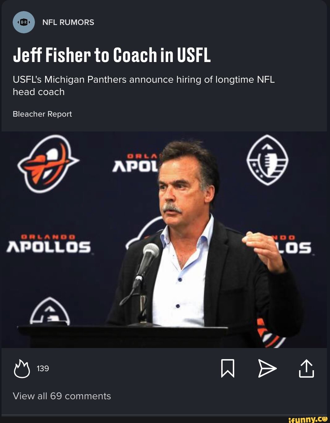 NFL RUMORS Jeff Fisher to Coach in USFL USFL's Michigan Panthers ...