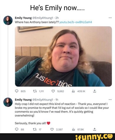 He's Emily now. Emily Young Where has Anthony been lately?? a 96 hi ...