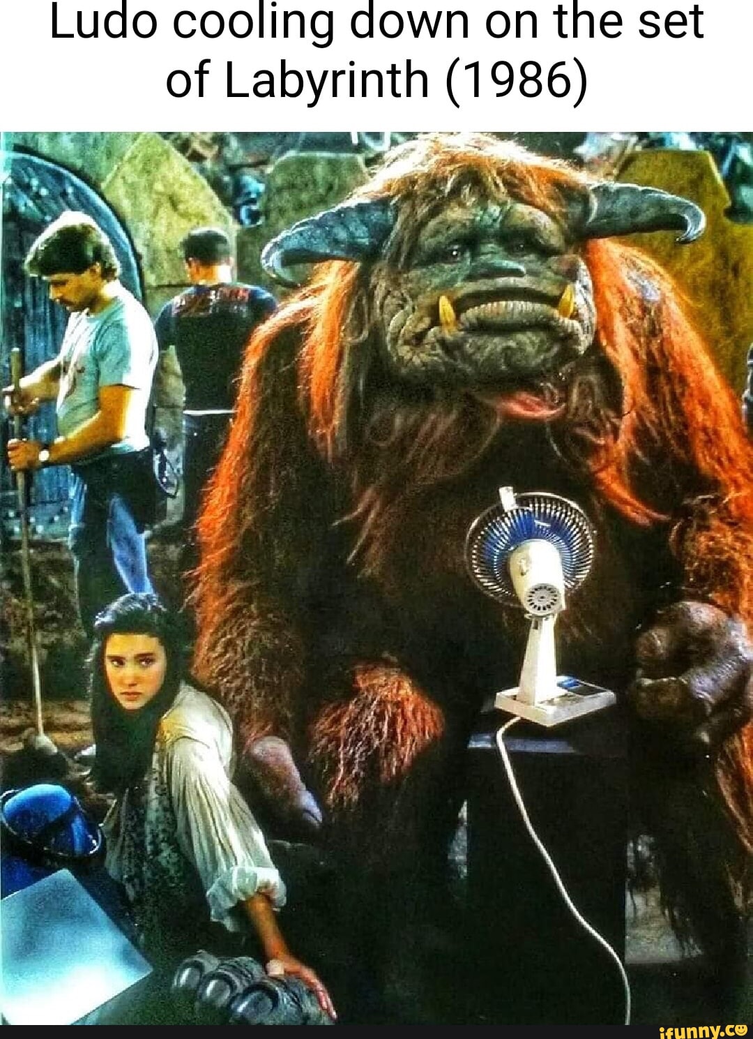 Ludo cooling down on the set of Labyrinth (1986) al - iFunny
