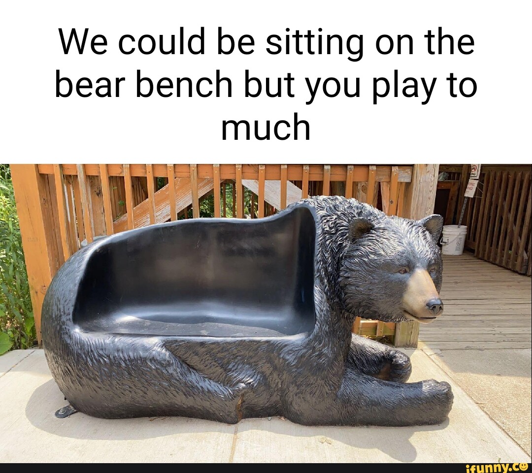 We could be sitting on the bear bench but you play to much - iFunny